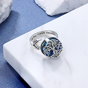Mothers Day Gift Tree of Life Jewelry S925 Sterling Silver Spinner Fidget Rings for Anxiety Worry Relieving Boredom ADHD Autism Band for Women Tree of Life Rings
