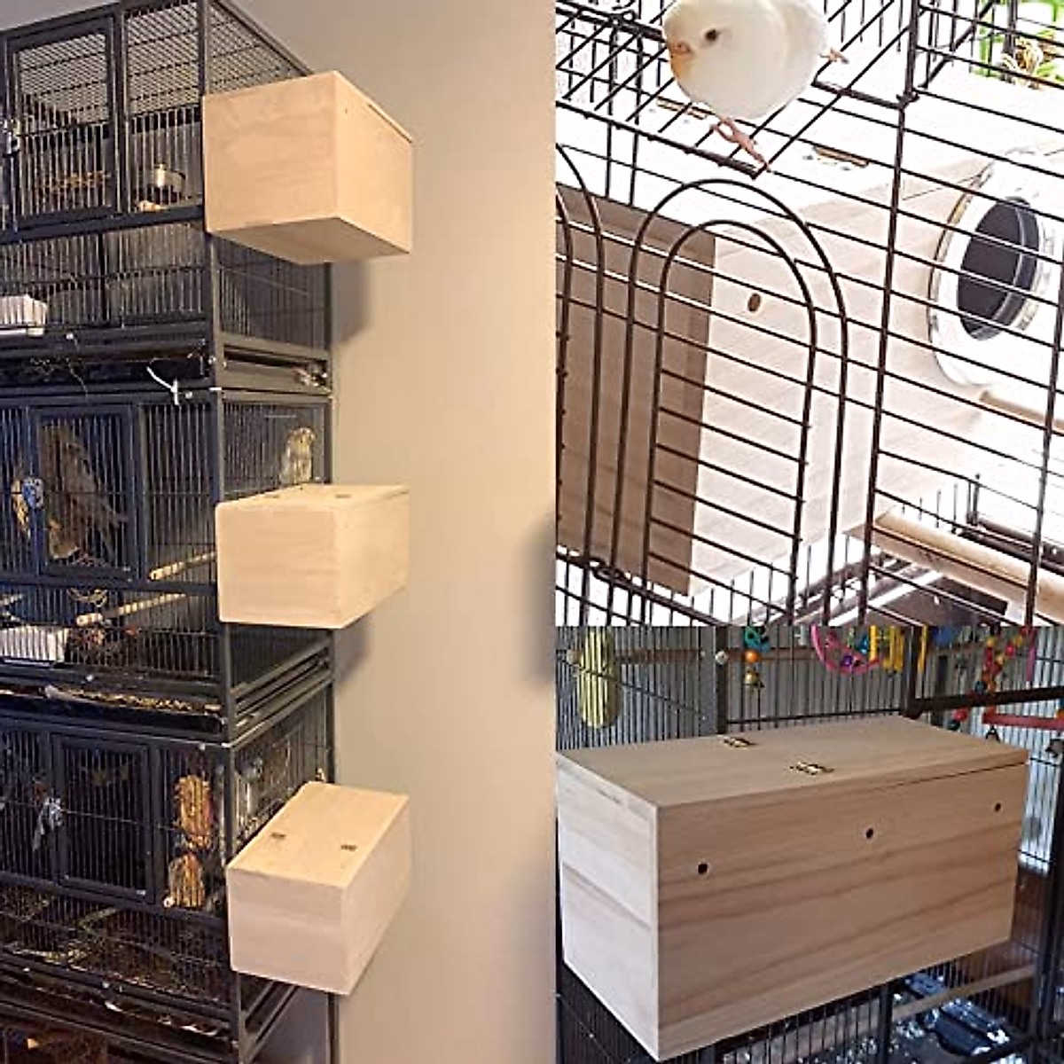 MUYG Parakeet Breeding Box Birds Natural Wooden House Lovebird Nesting Mating Box 7Pcs Bird Supplies for Cockatiel Finch Canary Budgie Aviary (7.67×4.72x4.72 in)