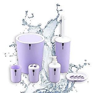 Bathroom Set 6pcs Bathroom Accessories Set,Include Soap Dispenser,Toothbrush Holder,Toothbrush Cup,Soap Dish,Toilet Brush Holder,Trash Can,Be Applicable Home Decor