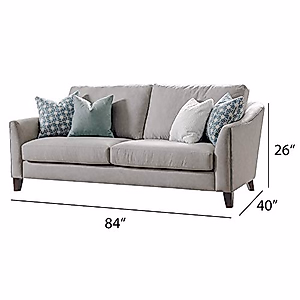 Acanva Luxury Mid-Century Leathaire Curved Arm Living Room Sofa, 84”W Couch, Grey
