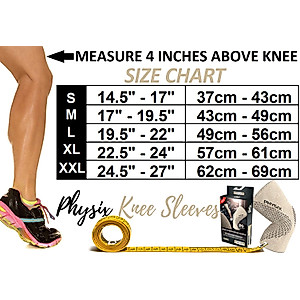 PHYSIX GEAR Knee Support Brace - Premium Recovery & Compression Sleeve for Meniscus Tear, ACL, MCL Running & Arthritis - Best Neoprene Stabilizer Wrap for Crossfit, Squats & Workouts (Single Beige L)