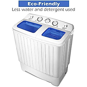Casart Portable Mini Compact Twin Tub Washing Machine 17.6lbs Washer Spain Spinner Portable Washing Machine, Blue+ White