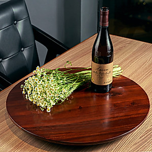 WOODGIN 21inch Acacia Wood Lazy Susan Dark Brown - The Lazy Susan for Table - Extra Large Storage Container, Storage Tray for Kitchen Countertop, Cabinet,Kitchen Essential for Serving & Storage.