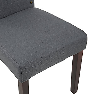 LSSBOUGHT Vintage Dining Chairs Set of 2, Upholstered Dining Room Chairs, Kitchen Chairs Wood Dining Chair with Solid Wood Legs and Copper Nails, Parsons Chairs for Dining Room, (2pcs,Green)