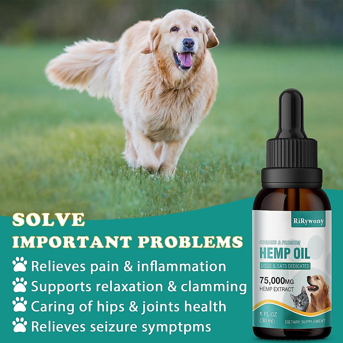2 Pack Hemp Oil for Dogs & Cats- Helps Pets with Аnxiety, Pаin, Strеss, Аrthritis, Sеizures Rеlief - Organic Pet Hemp Oil Drops Treats - Skin Нiр Jоint Hеalth - Made in USA