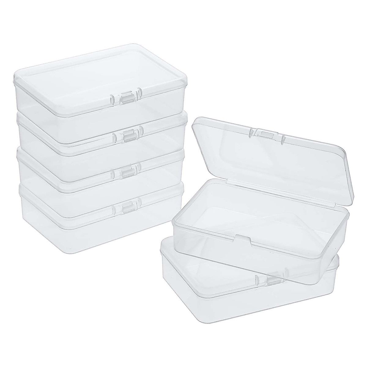 4 Pcs Mini Plastic Storage Containers Box with Lid, Small Beads Storage Containers Travel Case 4.5x3.3x1.1 Inch Clear Rectangle Box Organizer for Collecting Small Items, Beads, Jewelry, Cards, Crafts