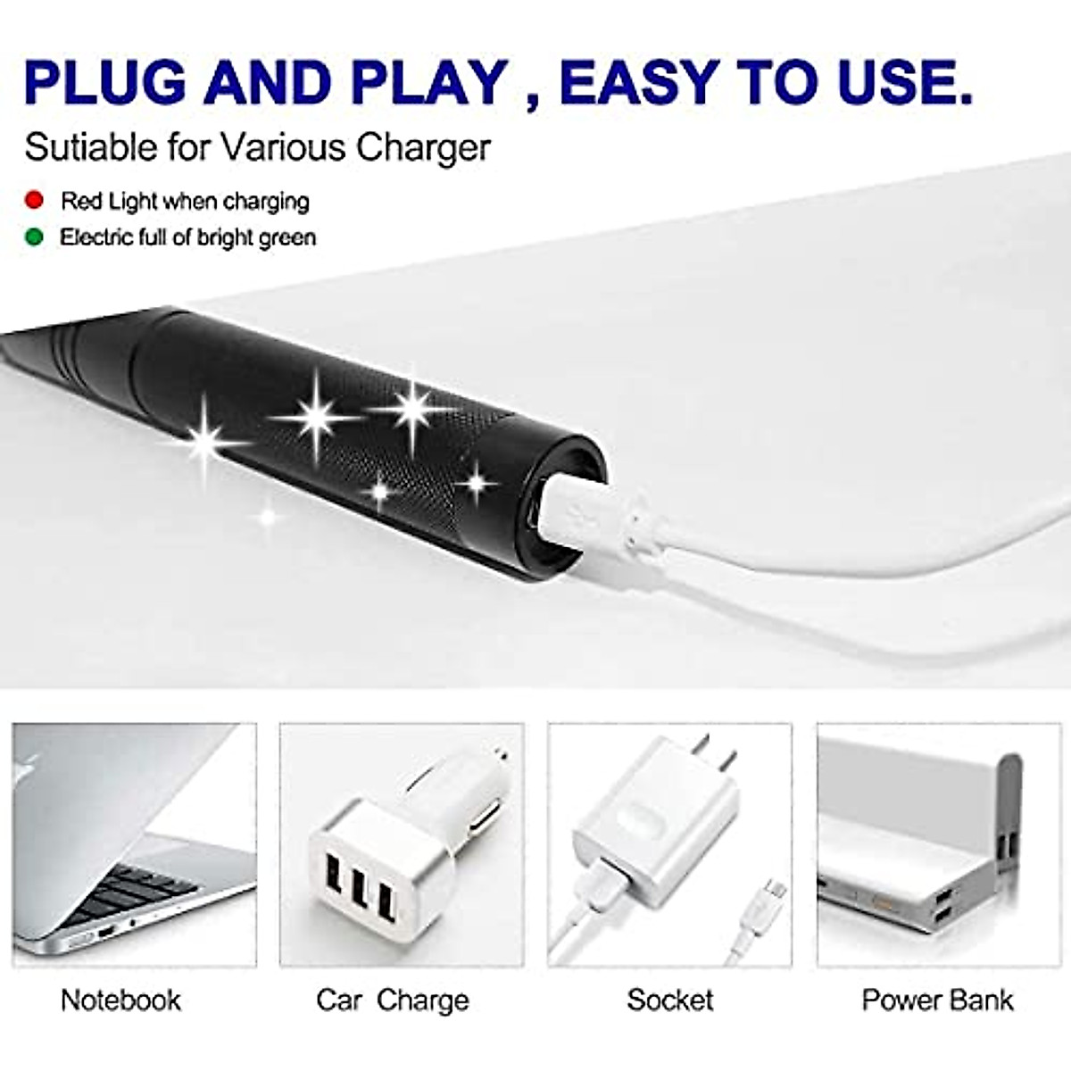 YEHUOT Long Range Tactical Green Laser Beam Flashligh with USB Charging,Adjustable Focus Light Pointer for Night Astronomy Outdoor Camping and Hiking