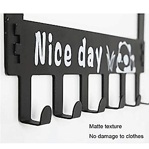 Eywlwaar Over The Door Hooks 6 Hanger Rack Decorative Metal Rack for Home Use Hats Coats Key Bag Clothes Scarfs Hooks (Black)