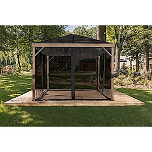 Sojag Outdoor 8' x 8' Sanibel Hardtop Gazebo Outdoor Sun Shelter, Wood Finish
