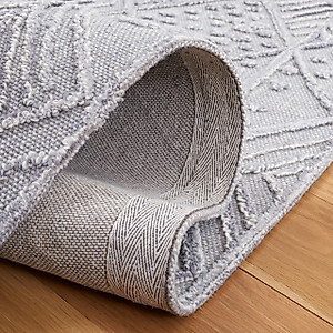 SAFAVIEH Textural Collection Area Rug - 8' x 10', Grey, Handmade Wool, Ideal for High Traffic Areas in Living Room, Bedroom (TXT202F)