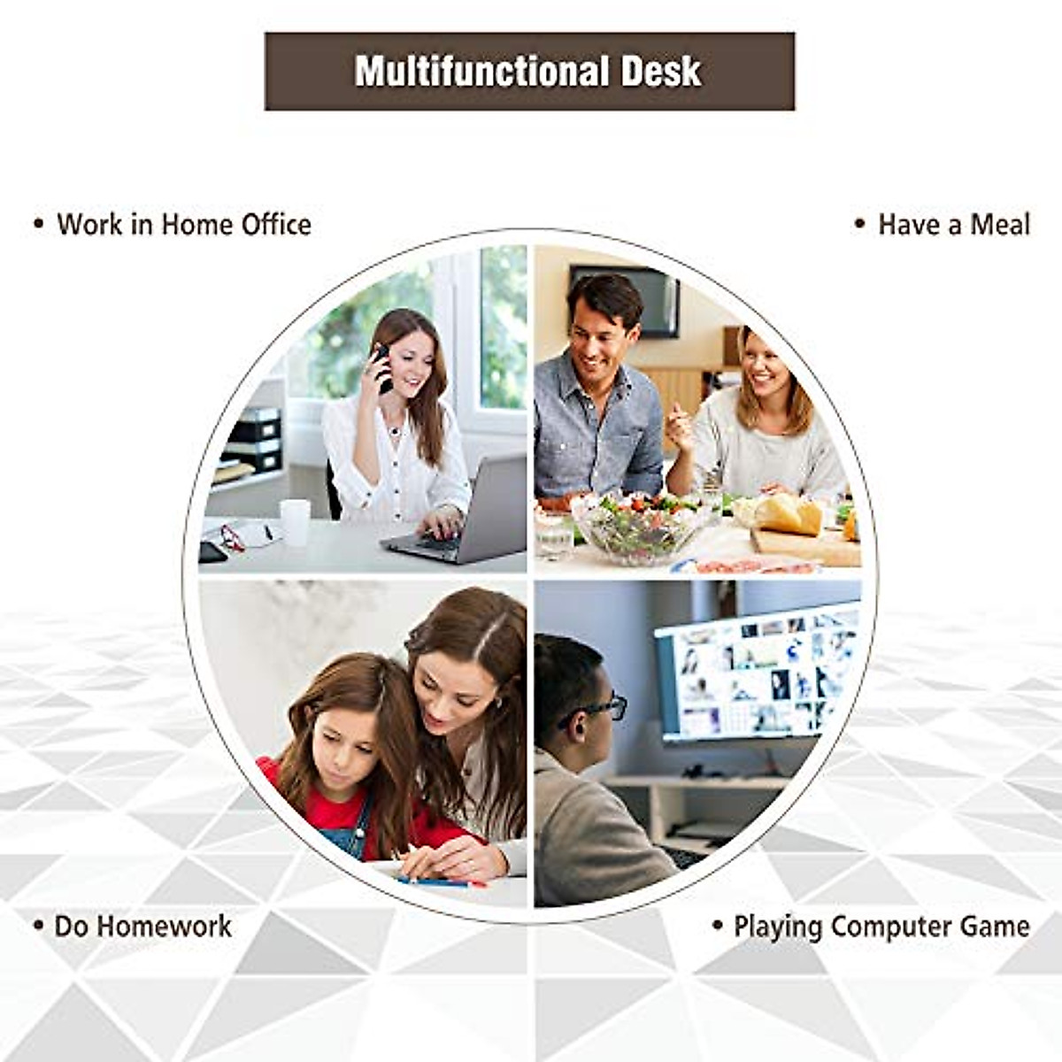 GOFLAME Computer Corner Desk, Wood Compact Home Office Writing Worstation with Drawer and Shelves, Laptop PC Corner Table for Small Space Home Office (Coffee)