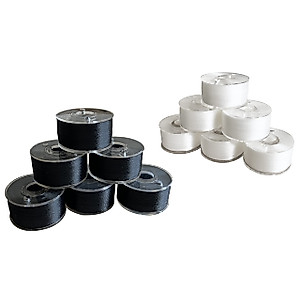 HimaPro 144 PreWound Bobbins for Embroidery and Sewing Machines Class 15 Size A (SA156) Plastic Sided 60 WT Polyester Sewing Thread(72 Black& 72 White)