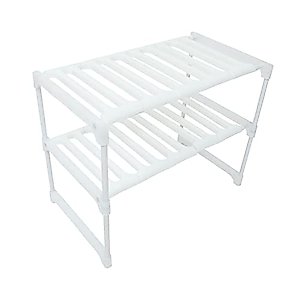SOLUSTRE Sink Rack Water Trough Cabinet Storage Shelf White Storage Shelves Under Sink Organizer Drawer Kitchen Storage Rack Home Organizing Rack Pp, Stainless Steel White Storage Organizer