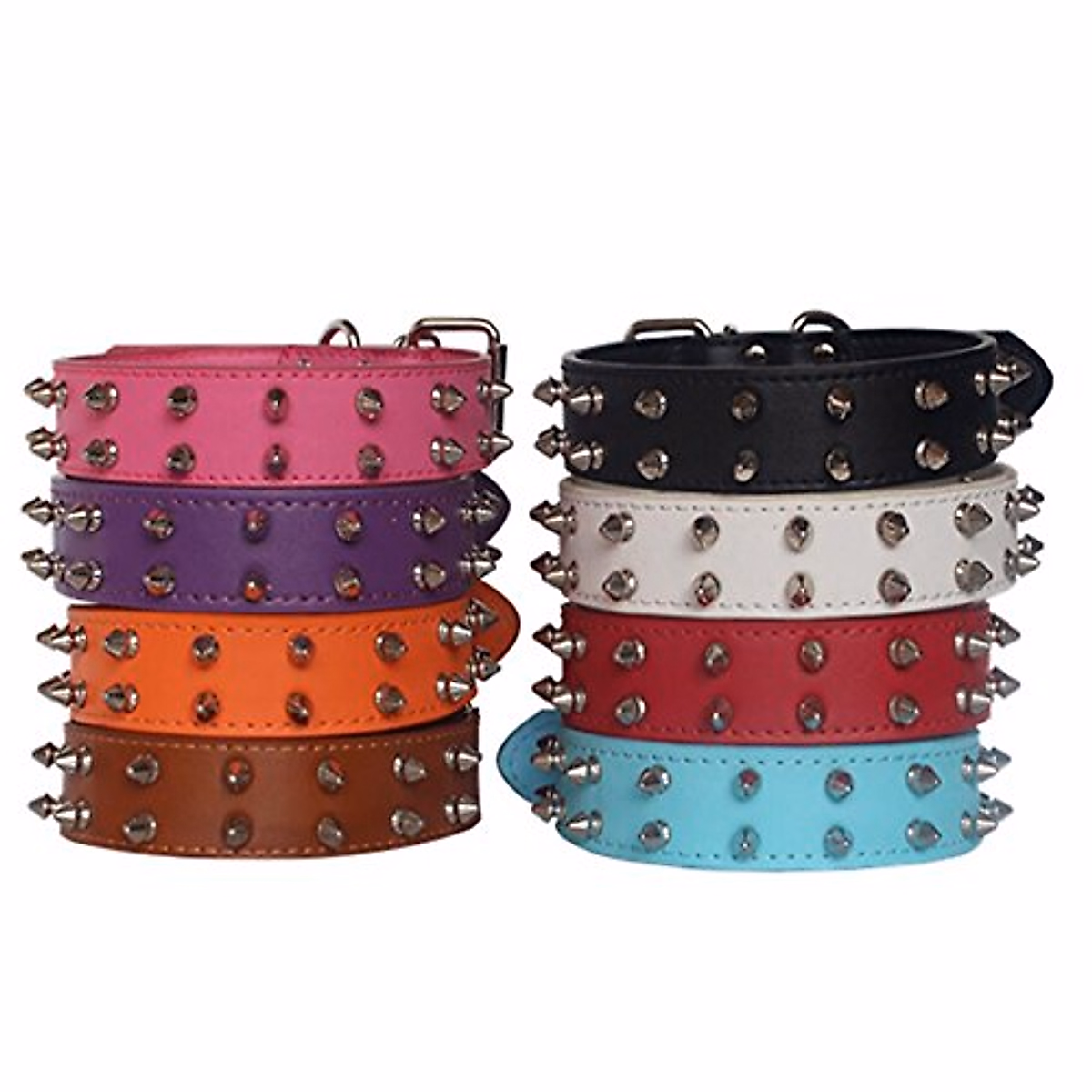 Benala 20-22" Large Spikes Leather Dog Collars Studded Dog Collar Medium Or Large Pet Collar Adjustable