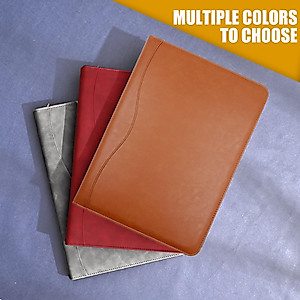 Linaxbong Padfolio Portfolio Business Binders—3 Ring Binders，Secure Zippered Closure，Resume padfolio Business Organizer—Pu Leather Padfolio Portfolio Binders for Men & Women (Brown)