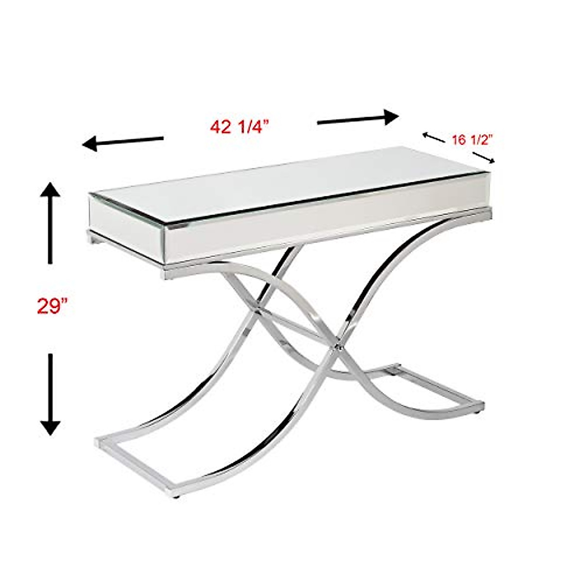 Ava Mirrored Console Table - Chrome