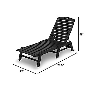 POLYWOOD NAC2280BL Nautical Patio Chaise, Black