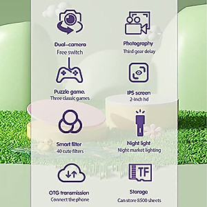 Cute Mini Selfie Camera 4000W Pixel Digital Toy for Boys Girls Students, Digital Camera Screen Kids Camcorde with Soft Lighting Eye Protection Christmas Birthday Festival Gift