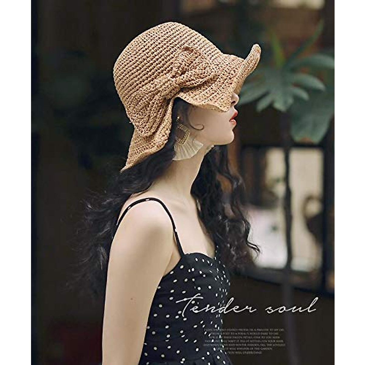 MarJunSep 2 Pieces Foldable Packable Wide Brim Floppy Straw Sun Hat Summer Beach Hat for Women Girl UV Protection Hat (Beige & Khaki)