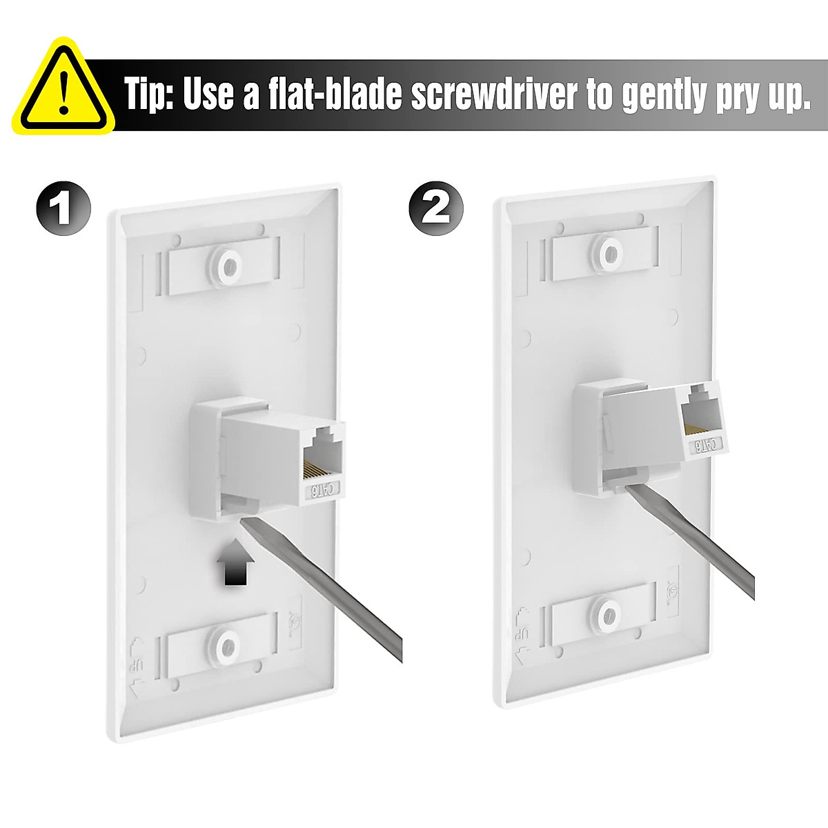 VCE UL Listed CAT6 RJ45 Keystone Jack Inline Coupler 5-Pack, Female to Female Ethernet Cable Extender - White