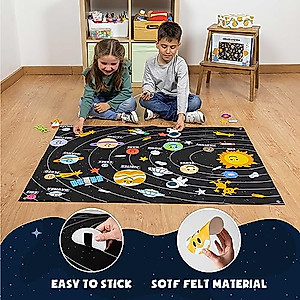 Solar System for Kids Toys with 61 Felt Figures - BONNYCO | Space Montessori Toys for Girls Boys Birthday Gifts of Planets, Felt Board for Toddlers, Educational Kids Gifts 3 4 5 6 7 8 Years Christmas