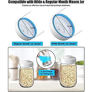 Mason Jar Vacuum Sealer for Foodsaver Vacuum Sealer Machine Mason Jar Sealer Vacuum Kit for Wide-Mouth & Regular-Mouth Mason Jar with Accessory Hose and A Manual Portable Vacuum Pump and Lid Opener