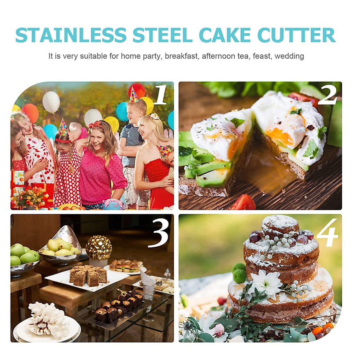 UPKOCH Butter Slicer Cake Slicer Cake Server Cutters Pie Slicer: 4Pcs Stainless Steel Cake Knife Cake Lifter Tools Metal Food Tongs for Cakes Pie Desserts Pizza Cake Server Adjustable Cake Cutter