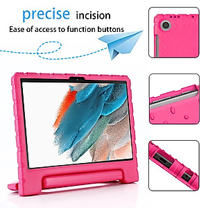 BOWOSEN Kids Case for Samsung Galaxy tab a8 10.5 Inch, Heavy Duty Shockproof Rugged Case with Handle Holder, Samsung Galaxy tab a8 10.5 Tablet Case 2022 (x200/205/207). Pink