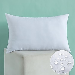 EMEMA 1 Piece Outdoor Pillow Inserts Waterproof Throw Pillow Premium Fluffy Decorative Cushion Rectangle Inner Soft for Patio Furniture Garden Sleeping Bed Couch Sofa Bedroom 12x20 Inch 30x50 cm