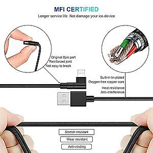 aceyoon [2 Pack MFi Certified Lightning Cable, Right Angle 1.6ft Braided USB to 90 Degree iPhone Charger L Shaped Data Sync Elbow Powerline Cord for i12/12 Pro, i11/11 Pro, XS Max, XR, XS