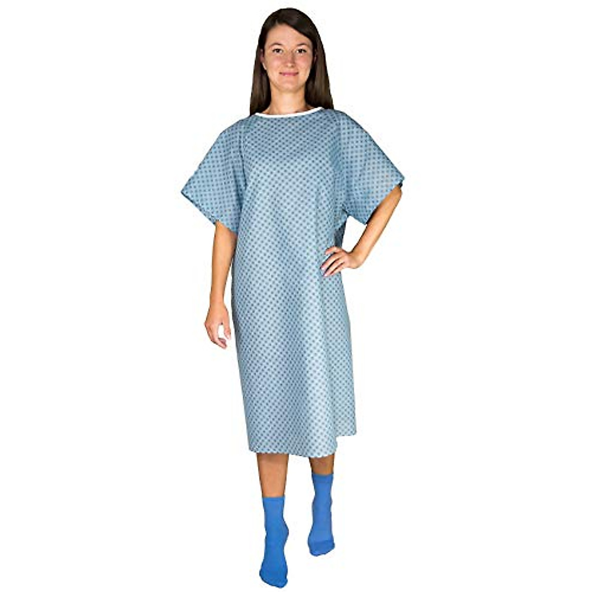 Careoutfit 3 Pack - Blue Hospital Gown with Back Tie/Hospital Patient Gown with Ties - One Size Fits All
