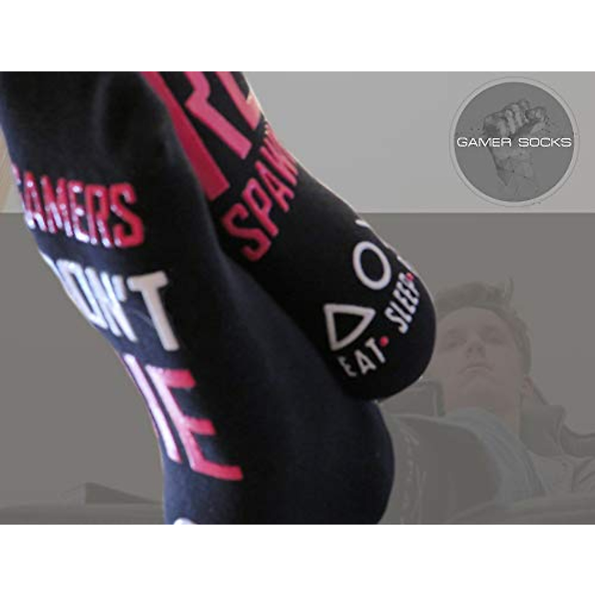 Gamer Socks, Cool Gifts, Fun Socks for Teens, Gaming Presents, Graphic Socks for Teens (Red Respawn)