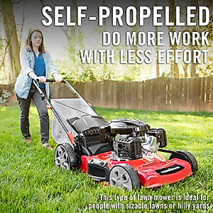 PowerSmart Self Propelled Lawn Mower, 22 Inch Lawn Mower Self-propelled, 200CC 4-Stroke Engine, 3 in 1 Gas Lawn Mower with Bag, 5 Cutting Heights Adjustable (1.2''-3.5'')