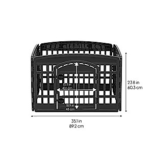 IRIS USA Dog Playpen, 4-Panel 24" Pet Playpen with Door, Puppy Playpen, Indoor/Outdoor Dog Pen, 35 x 35 x 24, Foldable, Customizable, Black