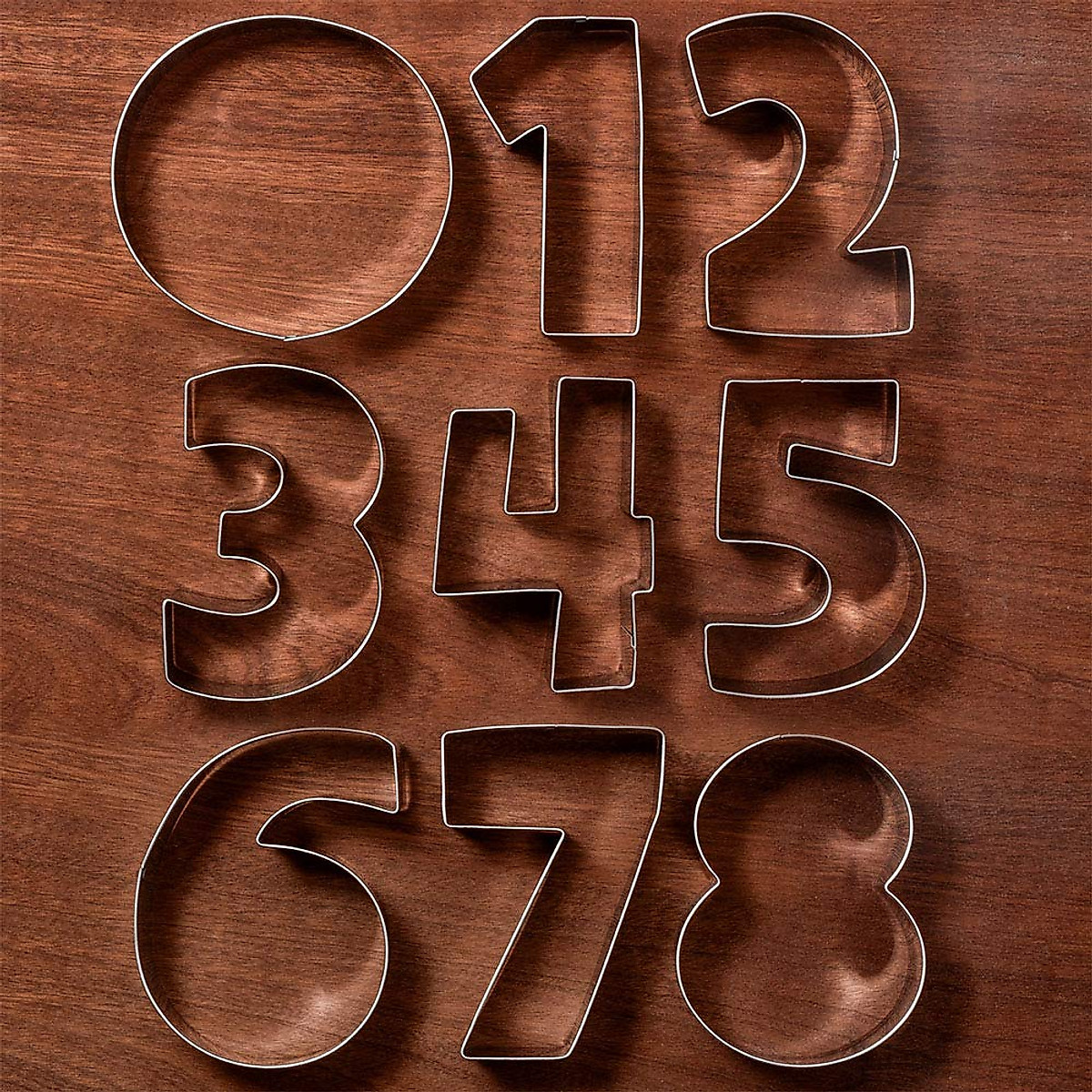 LILIAO Numbers Cookie Fondant Cutter Set - 9 Piece - From 0 to 8, 6 upside down is 9 - Stainless Steel