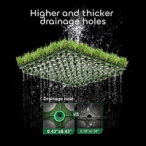 GROWNEER 1.57" H Interlocking Artificial Grass Tiles, 12" x 12" 9 Pcs Fake Grass Deck Turf Tiles with Upgrade Interlocking System Self-draining for Pet Indoor/Outdoor, Backyard, Patio