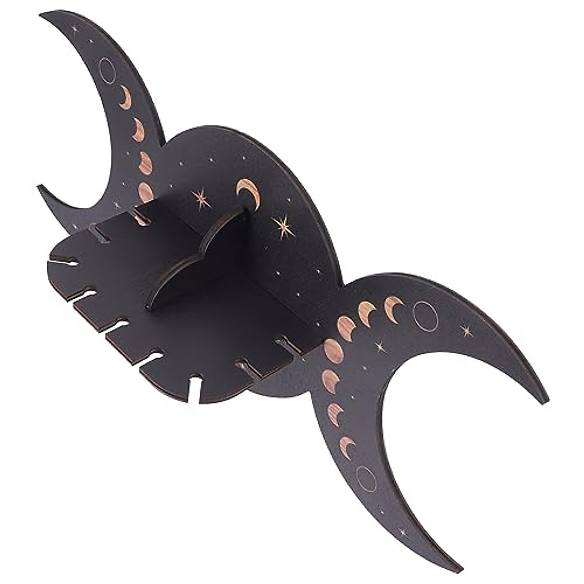 Garneck 5pcs Eid Mubarak Large Shelf Floating Shelf Jewelry Organizer Storage Moon Shelf Wall Wood Display Stand Shelve Bohemian Decor Decorative Crystal Rack Decorations Fine Wooden