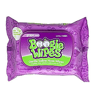 Baby Saline Wipes by Boogie for Face, Body & Nose, FSA/HSA Eligible, for Baby and Kids Made with Natural Saline, Grape Scent, 180 Count (Pack of 6)