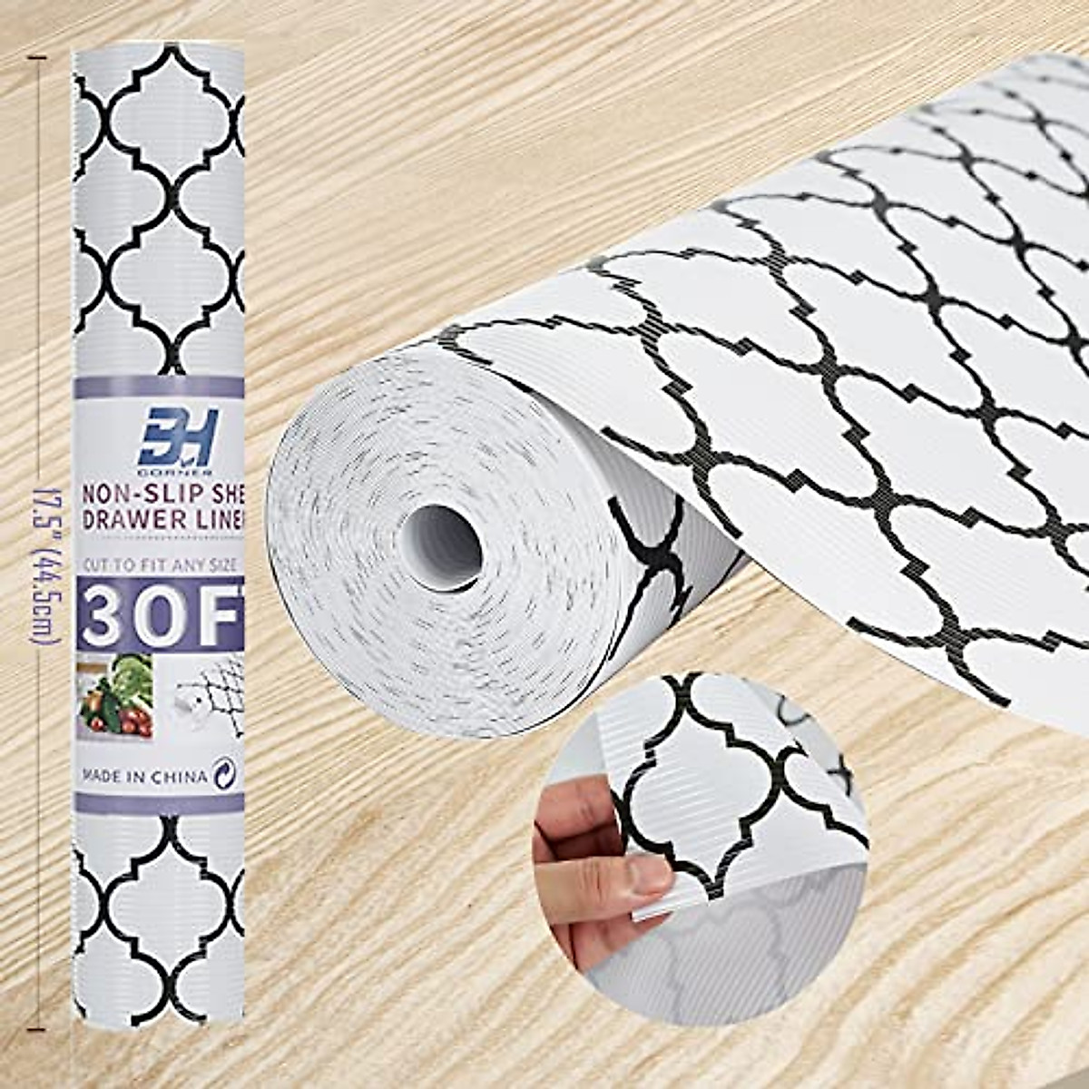 BHCORNERWhite Shelf Liners for Kitchen Cabinets Non-Adhesive,17.5" X30ft Kitchen Drawer Liner, Eva Cabinet Mats for Kitchen Shelves,Waterproof Contact Paper for Cabinets,Refrigerator Liners.