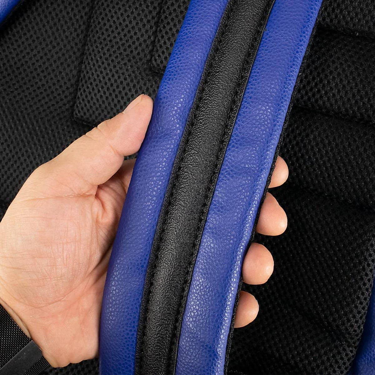 Skunk Backpack Urban - Smell Proof - Weather Resistant - NOW WITH COMBO LOCK (Blue/Brown Leather)