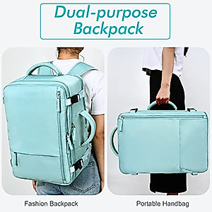 Rinlist Carry on Backpack (2 Pieces Black+Blue Green), Anti Theft Laptop Backpack for College Business Work