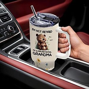 Personalized 40oz Tumbler - Cute A bear mother sitting while her cub leans against her Mother and Child Design with Nutrition Facts - Gift for Mom, Grandma, Mother's Day iKBYIz