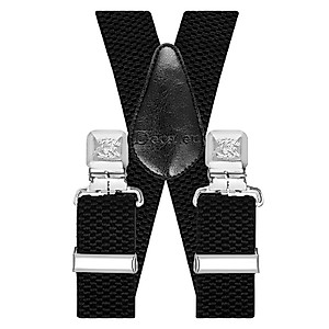 Decalen Mens Suspenders with Very Strong Clips Heavy Duty Braces One Size Fits All Big and Tall Wide Adjustable and Elastic Y Shape (Black)
