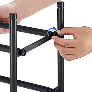 YOUDENOVA 2-Tier Expandable Shoe Rack, Stackable and Adjustable Metal Shoe Shelf, Iron Shoe Storage Organizer for Entryway, Closet, Doorway, Black