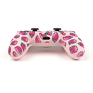 ROTOMOON Pinkstrawberry Silicone Controller Skins for PS4 with 8 Thumb Grips, Sweat-Proof Anti-Slip Controller Cover Skin Protector Compatible with Playstation 4 Slim/Pro Controller…