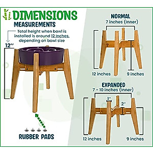 Dog Bowl Stand for Medium to Large Dog Breeds - 12-inch High, Adjustable Width with Locks - Dog Water, Food Dish Compatible - Tip-Over Resistant