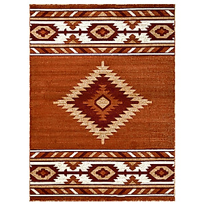 YHSF South West Native American Area Rug - Easy Clean, Thick, Soft, Durable Native Tribal American Indian Inspired Rug for Bedroom/Living Room/Hallways and More - Rust, 5 Feet x 7 Feet