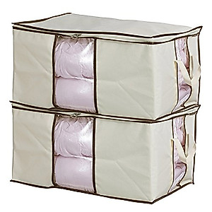 MISSLO Jumbo Zippered Storage Bags for Closet King Comforter, Clothes, Blanket Organizers Heavy Fabric Space Saver