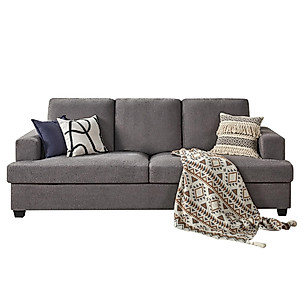 AMERLIFE 97 Inch Deep Seat Sofa-Contemporary Bouclé Sofa Couch, 3 Seater for Living Room-Oversized Comfy Sofa, Grey