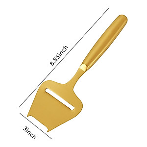 Blueden Cheese Slicer Golden Stainless Steel Cheese Cutters for Block Cheese, Cortador de queso, Handheld Plane Cheese Knife for Semi-Hard Cheese, Gold